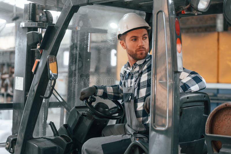 Forklift in factory stock image. Image of cargo, industry - 36726795