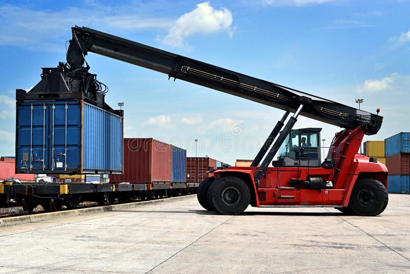 Forklift Handling the Container Stock Photo - Image of delivery ...