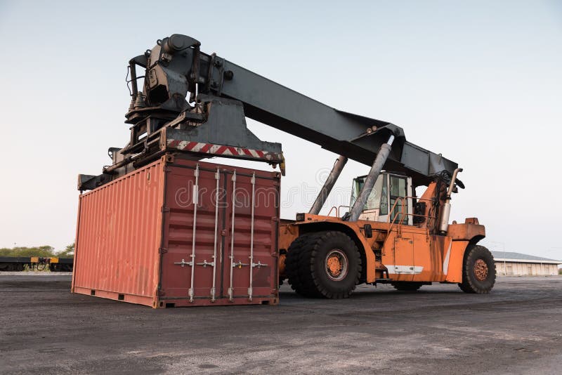 Loading Works. Forklift with Load and Lorry Truck Stock Image - Image ...