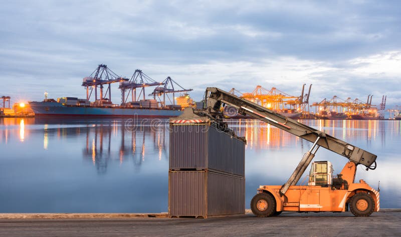 Forklift Handling Container Stock Image - Image of move, import: 68824959