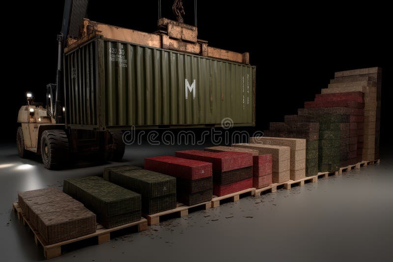 Container Tariffs Word on Flag of the United States of America ...