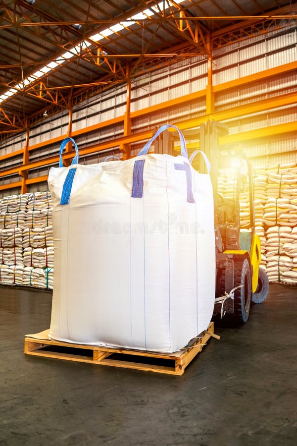 Forklift Handling Sugar Bag for Stuffing into Container for Export ...