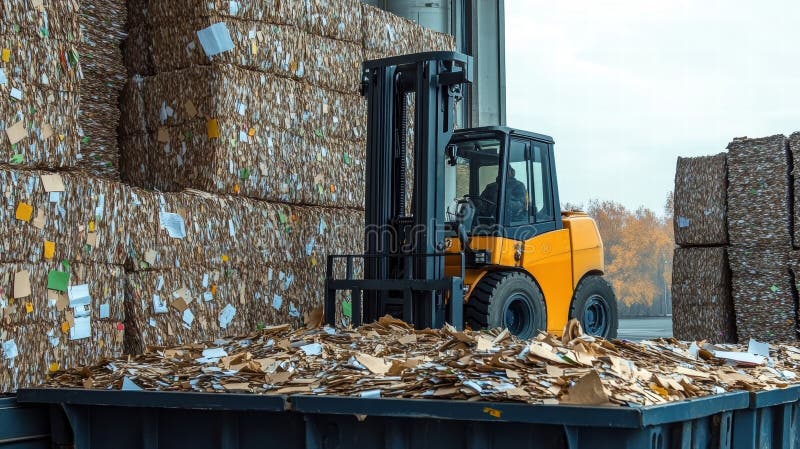 Recycling Center Processing Waste Cardboard for Ecological ...