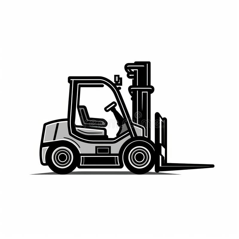 Forklift Icon in Simple Black Outline Stroke Flat Style Stock ...