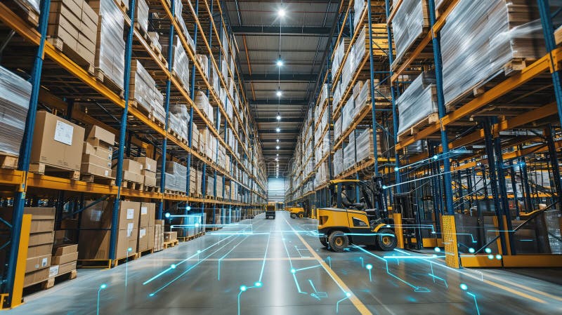 Forklift in a Large Warehouse Stock Image - Image of delivery, rack ...