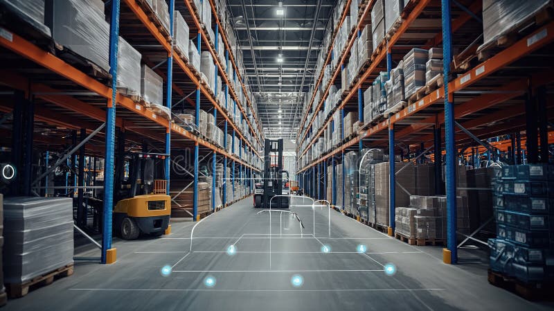 Forklift in a Large Warehouse Stock Image - Image of industrial ...