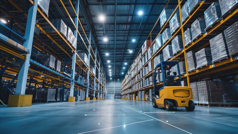Forklift in a Large Warehouse Stock Photo - Image of inside, pallet ...