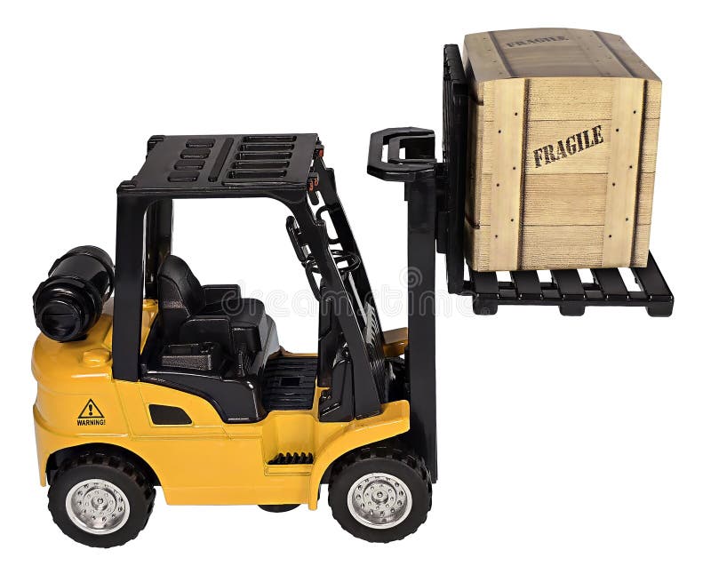Forklift Lift Up Facing Right with Crate Stock Image - Image of lift ...