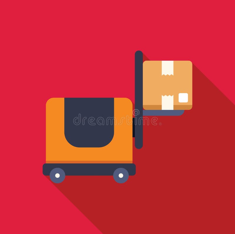Forklift is Lifting Cardboard Box in Warehouse Stock Illustration ...