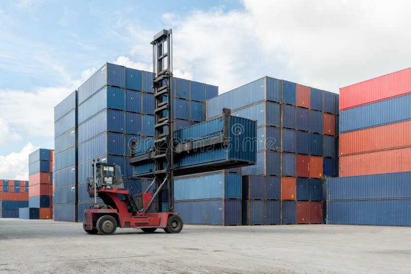 Forklift Lifting Container Box Loading To Container Depot Use for Cargo ...