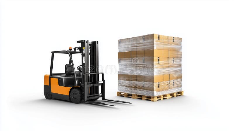 A Forklift is Lifting a Pallet of Boxes Stock Illustration ...