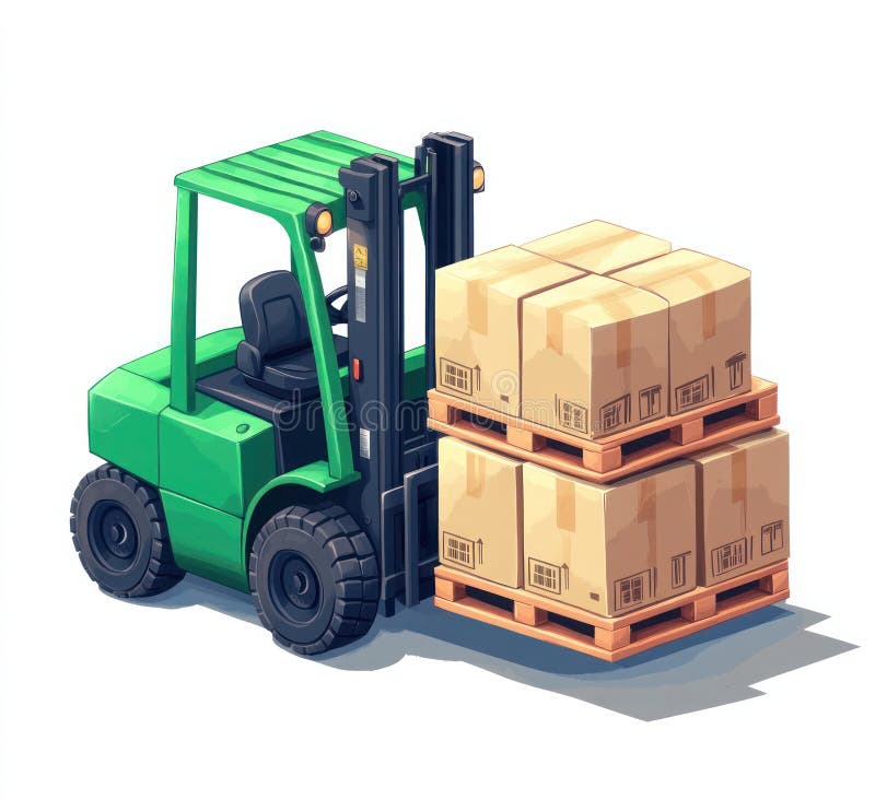 A Forklift is Lifting a Pallet of Boxes Stock Illustration ...