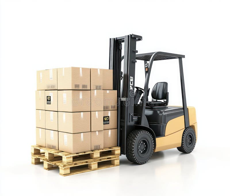 A Forklift is Lifting a Pallet of Boxes Stock Illustration ...