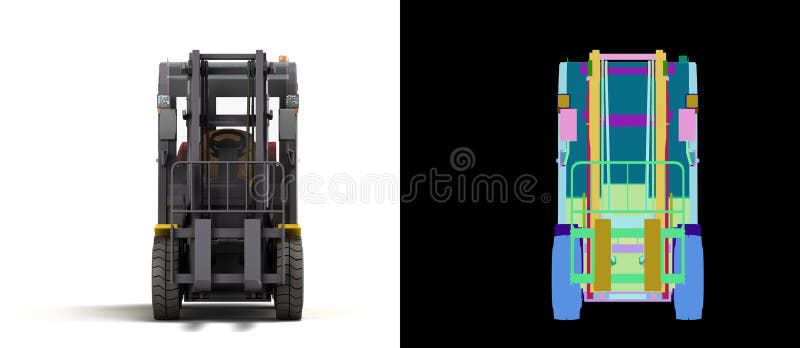 Forklift Loader Front Side View Industrial Vehicle Concept 3d Render on ...