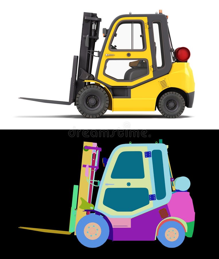 Forklift Loader Left Side View Industrial Vehicle Concept 3d Render on ...