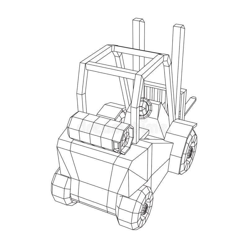 Forklift Loader Lift Truck. Wireframe Illustration Stock Vector ...