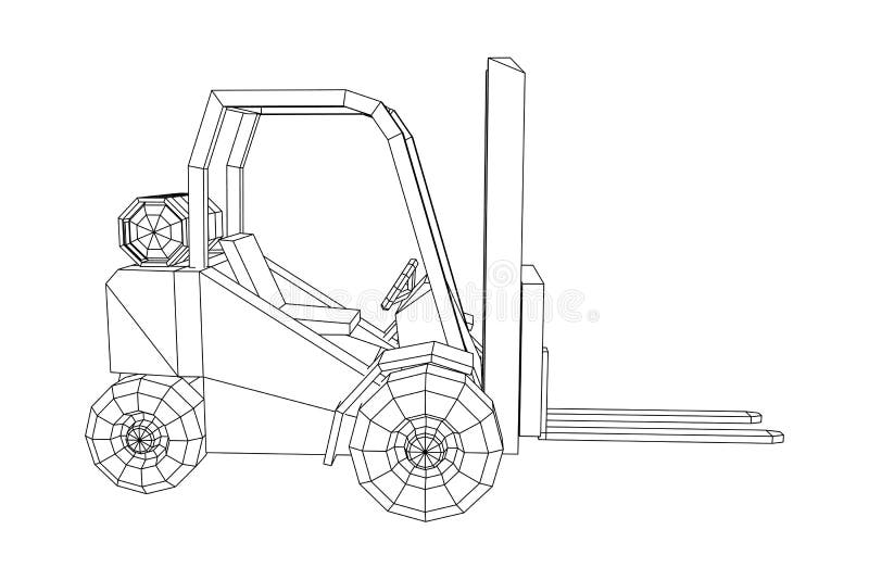 Forklift Loader Lift Truck. Wireframe Illustration Stock Vector ...