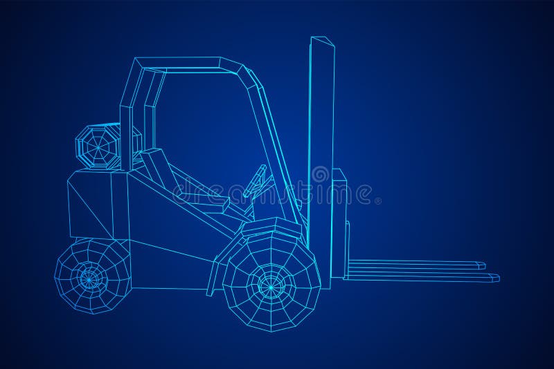 Forklift Loader Lift Truck. Wireframe Illustration Stock Vector ...