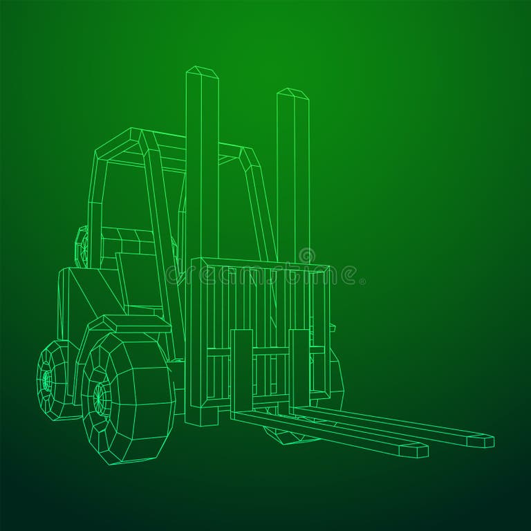 Forklift Loader Lift Truck. Wireframe Illustration Stock Vector ...
