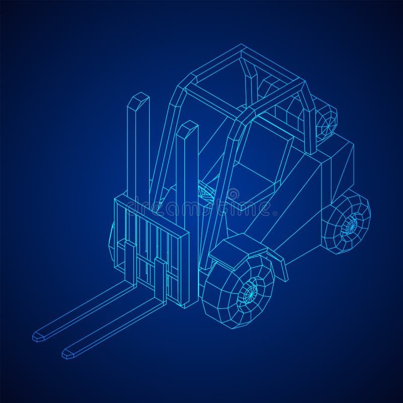 Forklift Loader Lift Truck. Wireframe Illustration. Stock Illustration ...