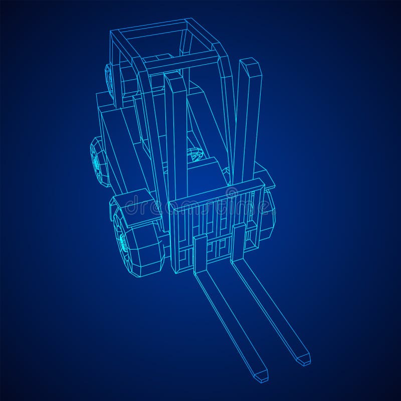 Forklift Loader Lift Truck. Wireframe Illustration. Stock Illustration ...