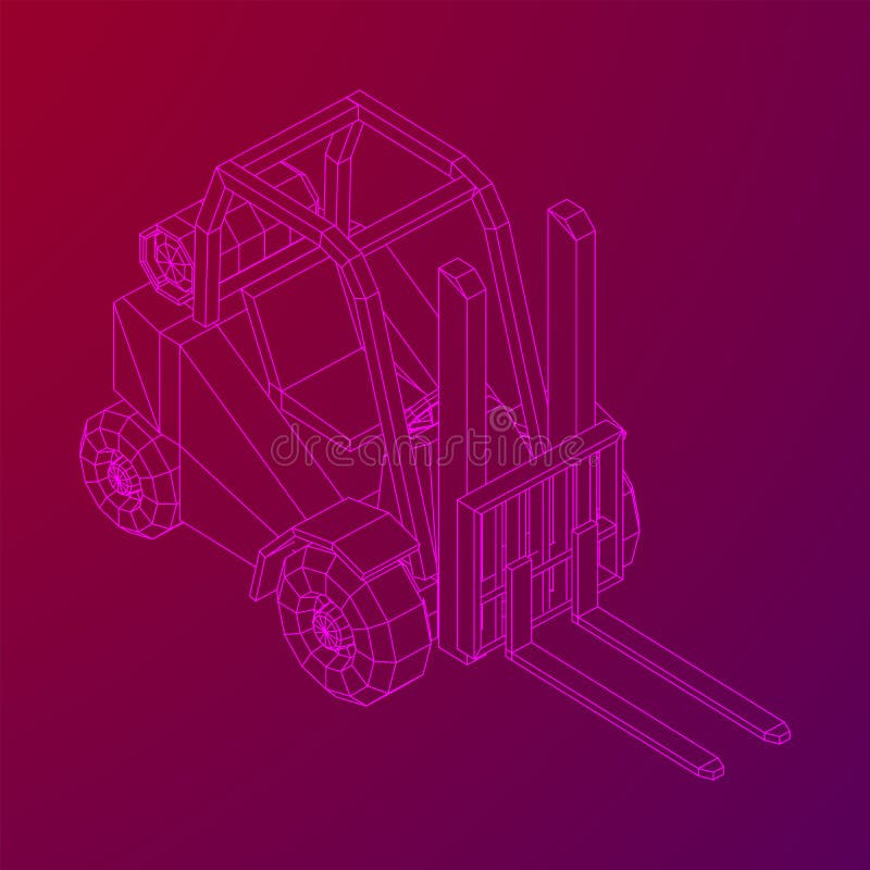 Forklift Loader Lift Truck. Wireframe Illustration. Stock Illustration ...