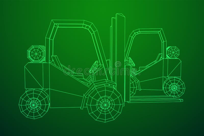 Forklift Loader Lift Truck. Wireframe Illustration. Stock Vector ...