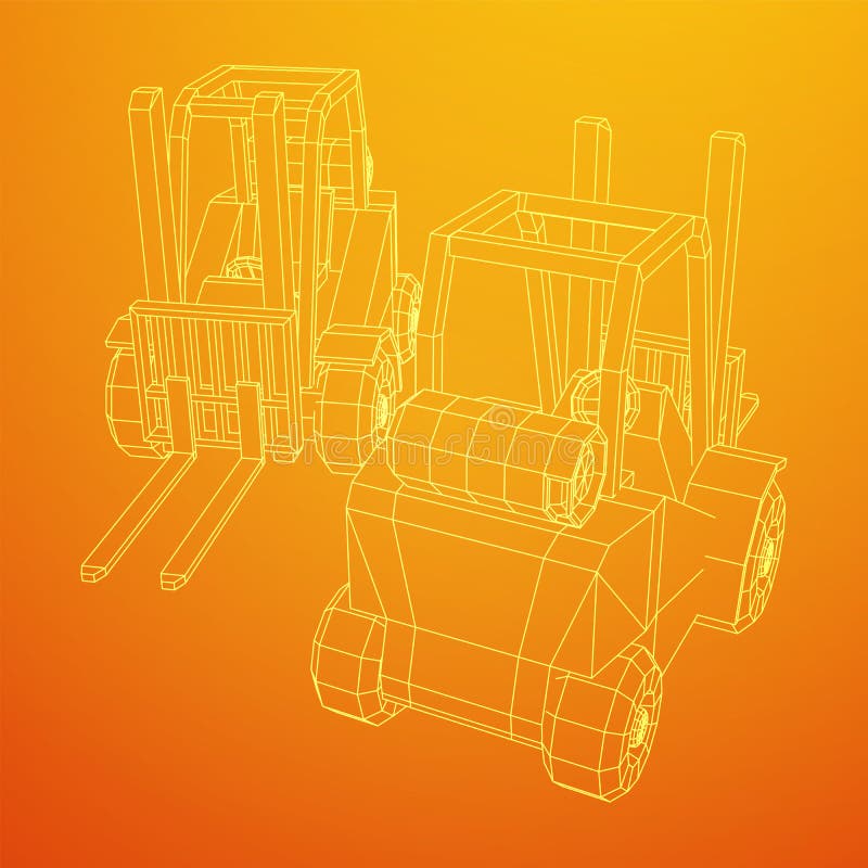 Forklift Loader Lift Truck. Wireframe Illustration. Stock Vector ...