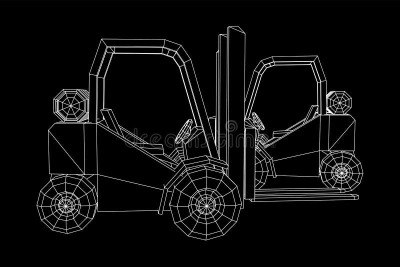 Forklift Loader Lift Truck. Wireframe Illustration Stock Vector ...