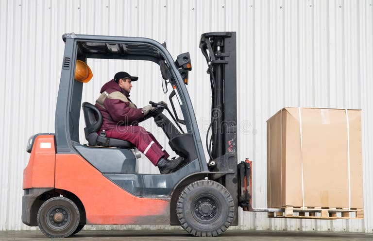Forklift loader with load stock image. Image of operator - 19304781
