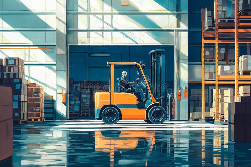 Forklift Loader. Pallet Stacker Truck Equipment at Warehouse Stock ...