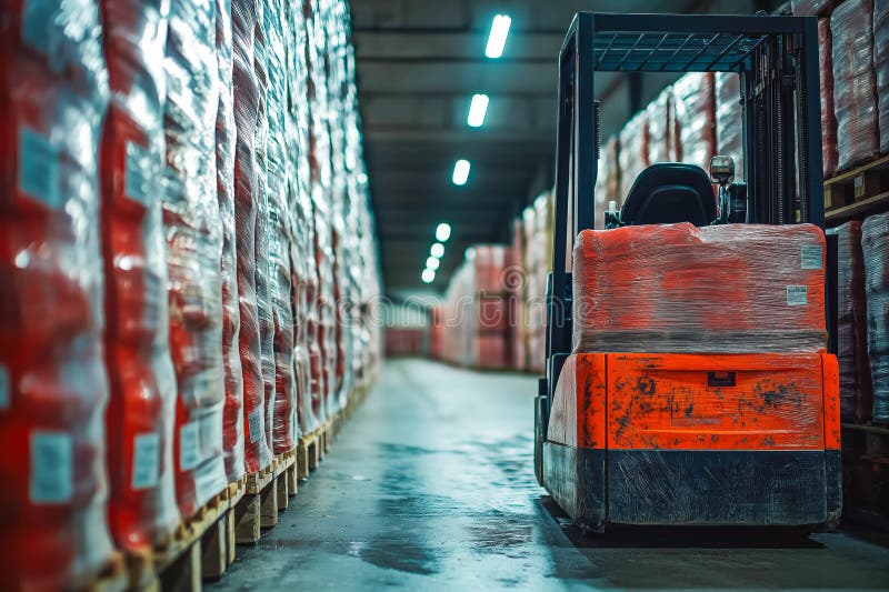 Forklift Loader. Pallet Stacker Truck Equipment at Warehouse Stock ...