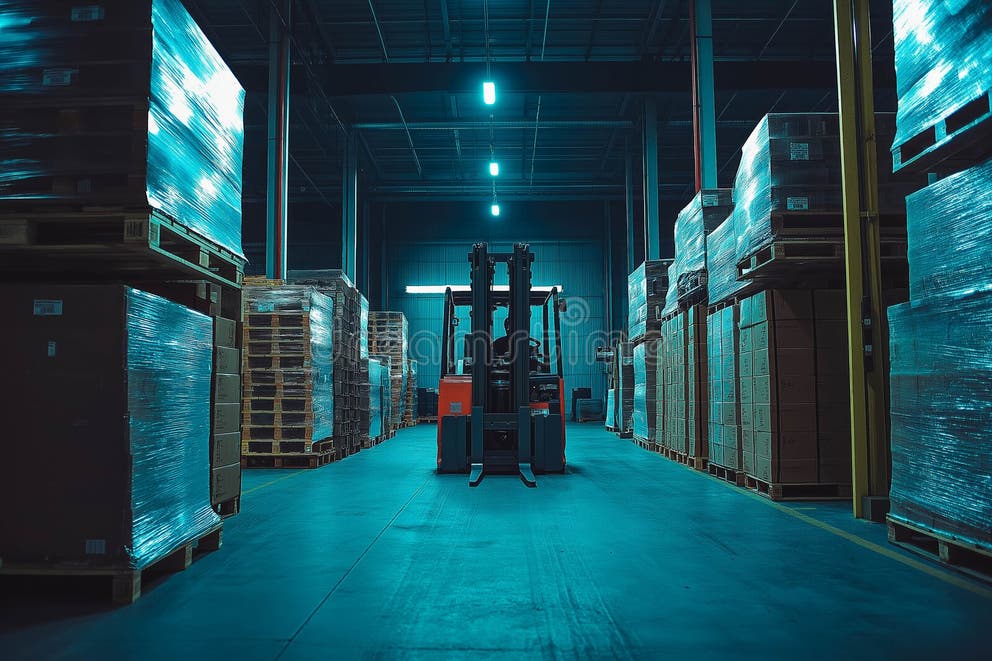 Forklift Loader. Pallet Stacker Truck Equipment at Warehouse Stock ...