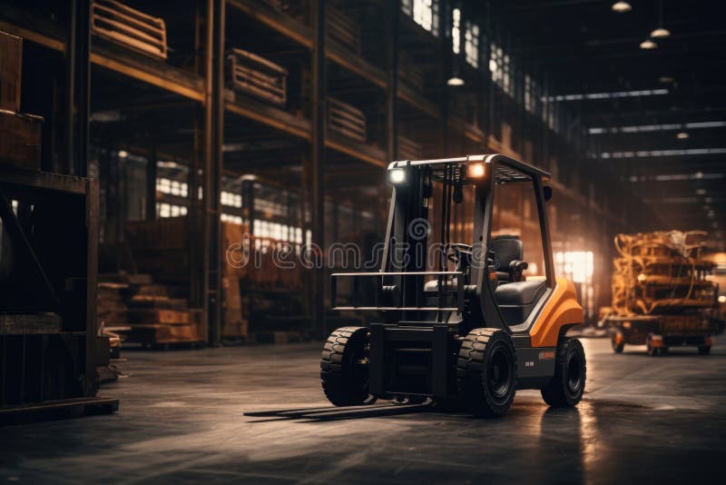 Forklift Loader. Pallet Stacker Truck Equipment at Warehouse Stock ...