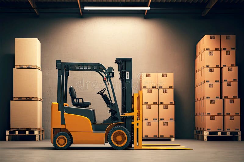 Forklift Loading Boxes with Goods in Stock Stock Illustration ...