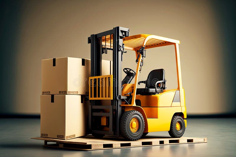 Forklift Loading Boxes with Goods in Stock Stock Illustration ...