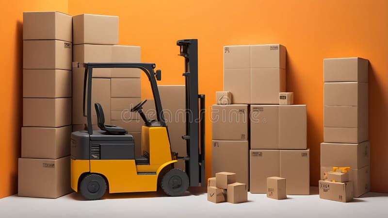 Forklift Loading Boxes in Warehouse for Delivery Stock Illustration ...