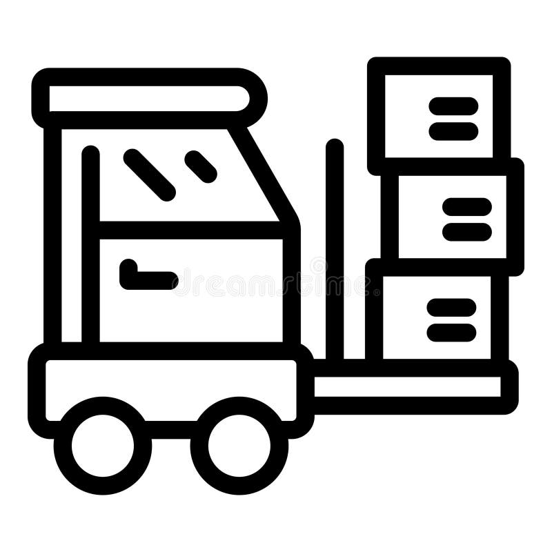 Forklift Loading Icon Outline Vector. Warehouse Building Barrel Stock ...