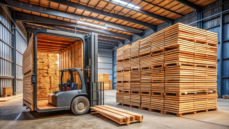 A Forklift Loading Lumber into a Kiln Wood Drying in Containers AI ...