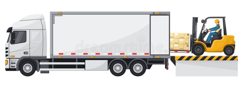 Forklift Loading a Pallet with Boxes To a Container Truck at the ...