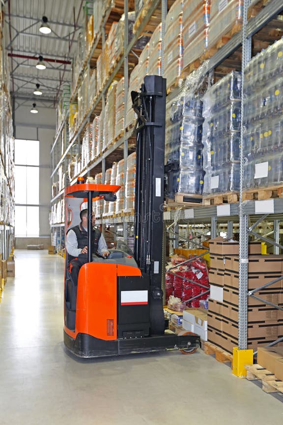 Forklift Loading Pallet Warehouse Stock Photo - Image of transportation ...