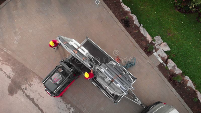 Forklift Loading Pallet Boxes into Truck. Logistics Scene Concept. 2D ...