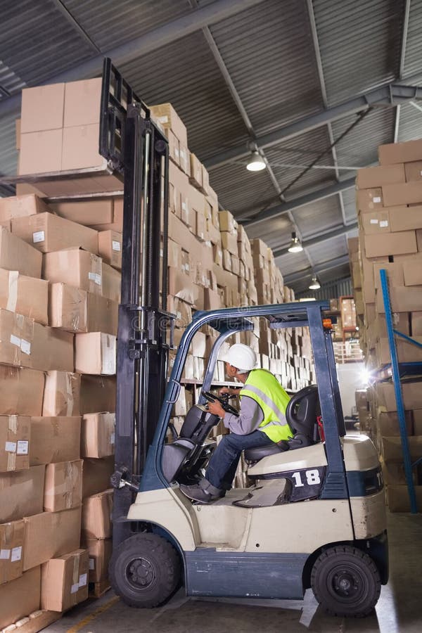 Forklift Machine in Warehouse Stock Image - Image of moving, driving ...