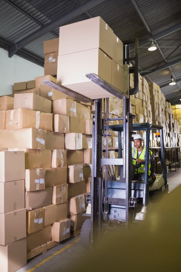 Forklift Machine in Warehouse Stock Image - Image of attentively ...