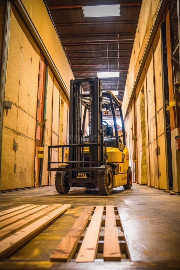Forklift Moving a Pallet in a Warehouse Facility Stock Illustration ...