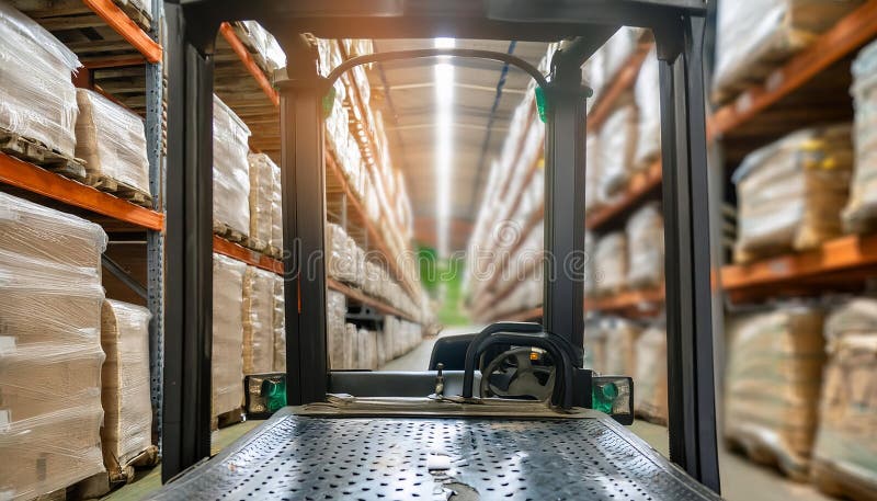 Forklift Moving Pallet in Warehouse. Generative AI Stock Image - Image ...