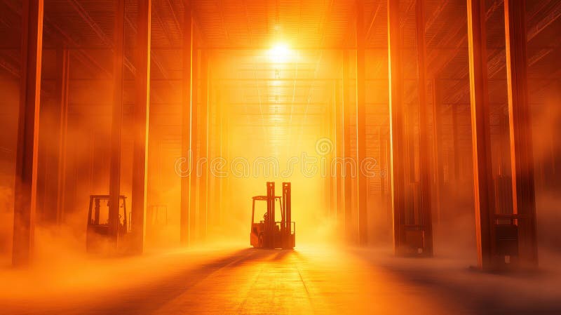 Forklift in Motion, Navigating the Warehouse Landscape for Efficient ...