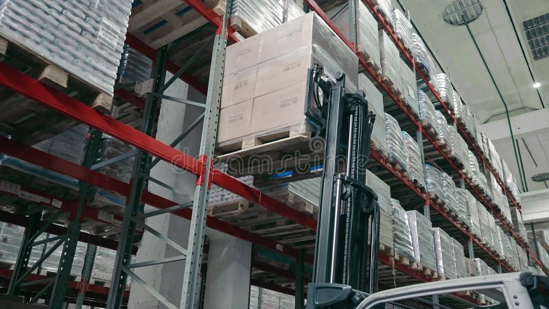 Forklift Operating in a Large Warehouse with Shelves, an Image ... Forklift Operating in a Large Warehouse with Shelves, an Image ...