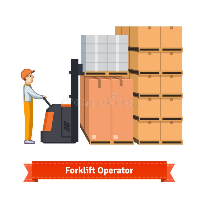 Forklift Operator Loading Boxes Stock Vector - Illustration of small ...