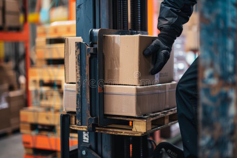 A Forklift Operator Meticulously Stacking Boxes Onto a Pallet in a ...